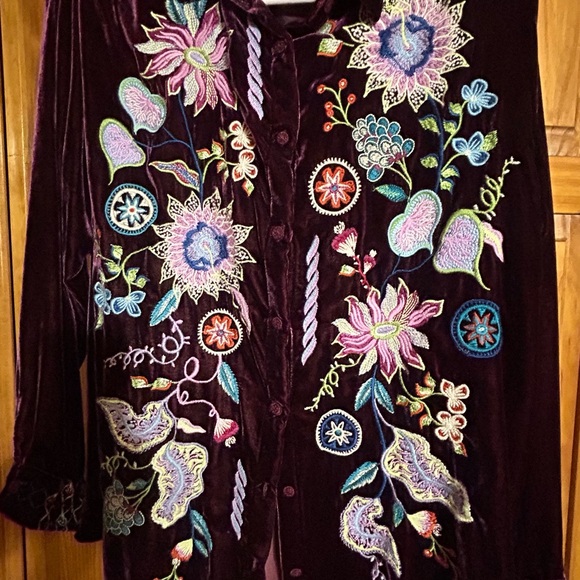 Johnny Was | Tops | Johnny Was Burgundy Velvet Top With Floral ...